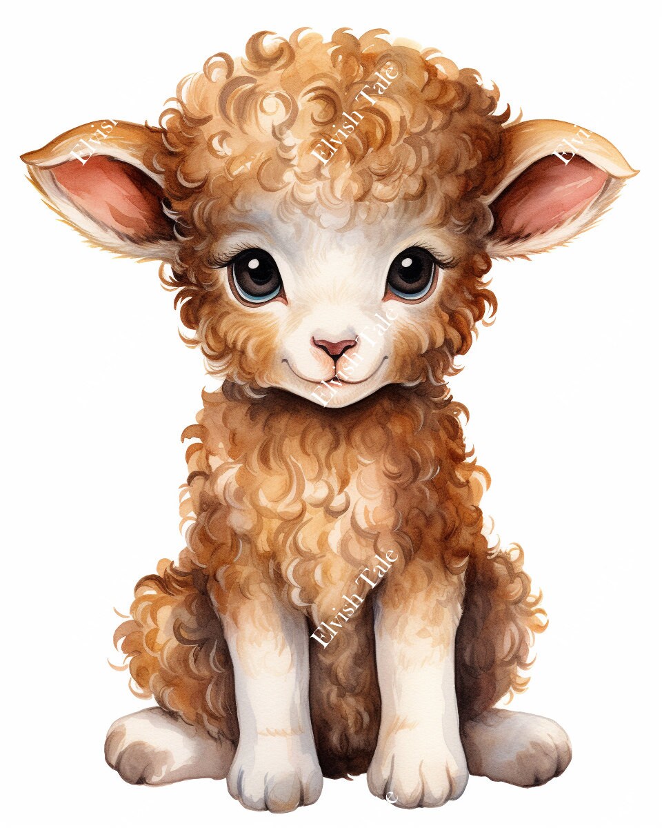 Watercolor Lamb Clipart on White Background 10 JPEG Wall - Etsy