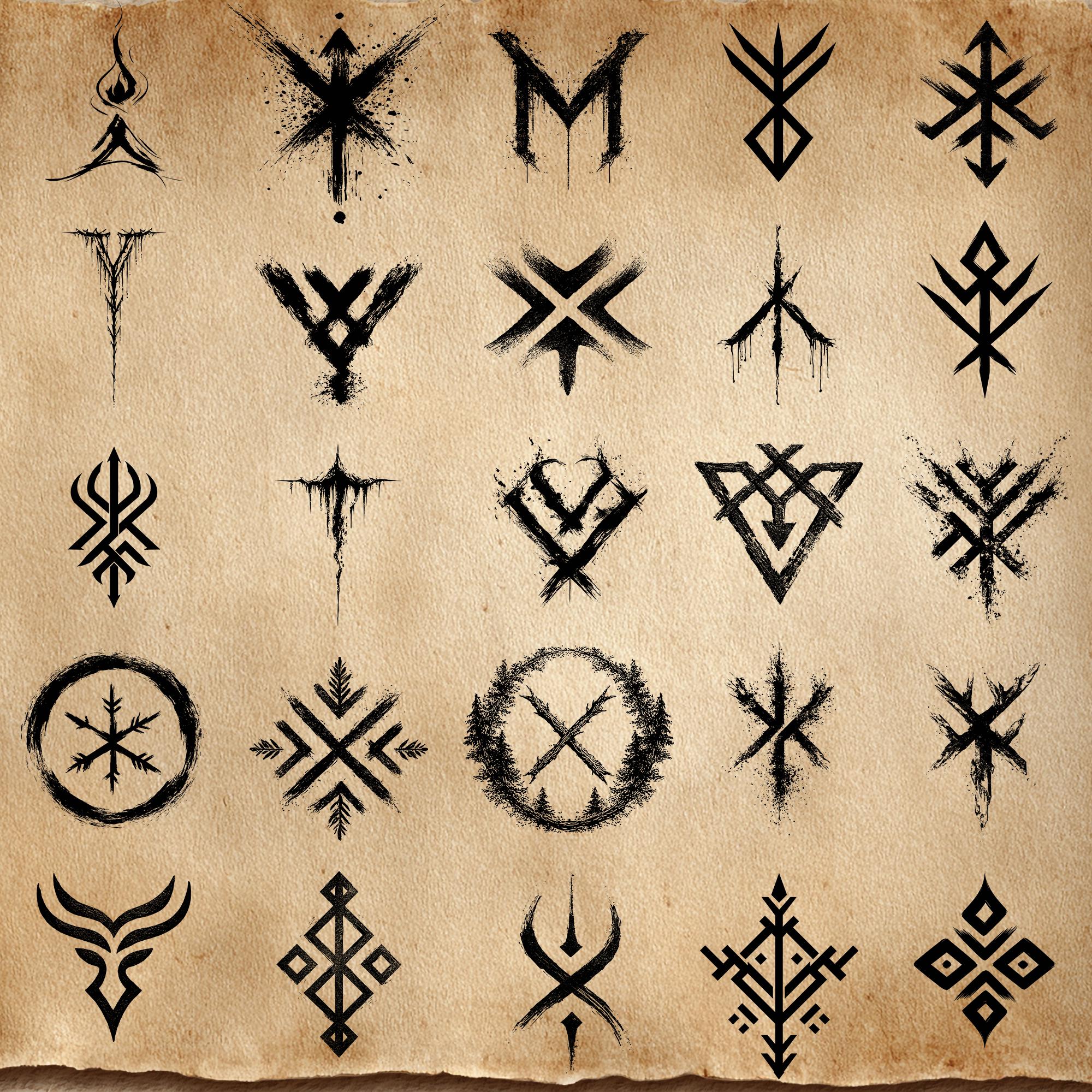 Yule Ink Rune Symbols – 50 Hand-drawn Witch Sigils PNG SVG AI - Etsy