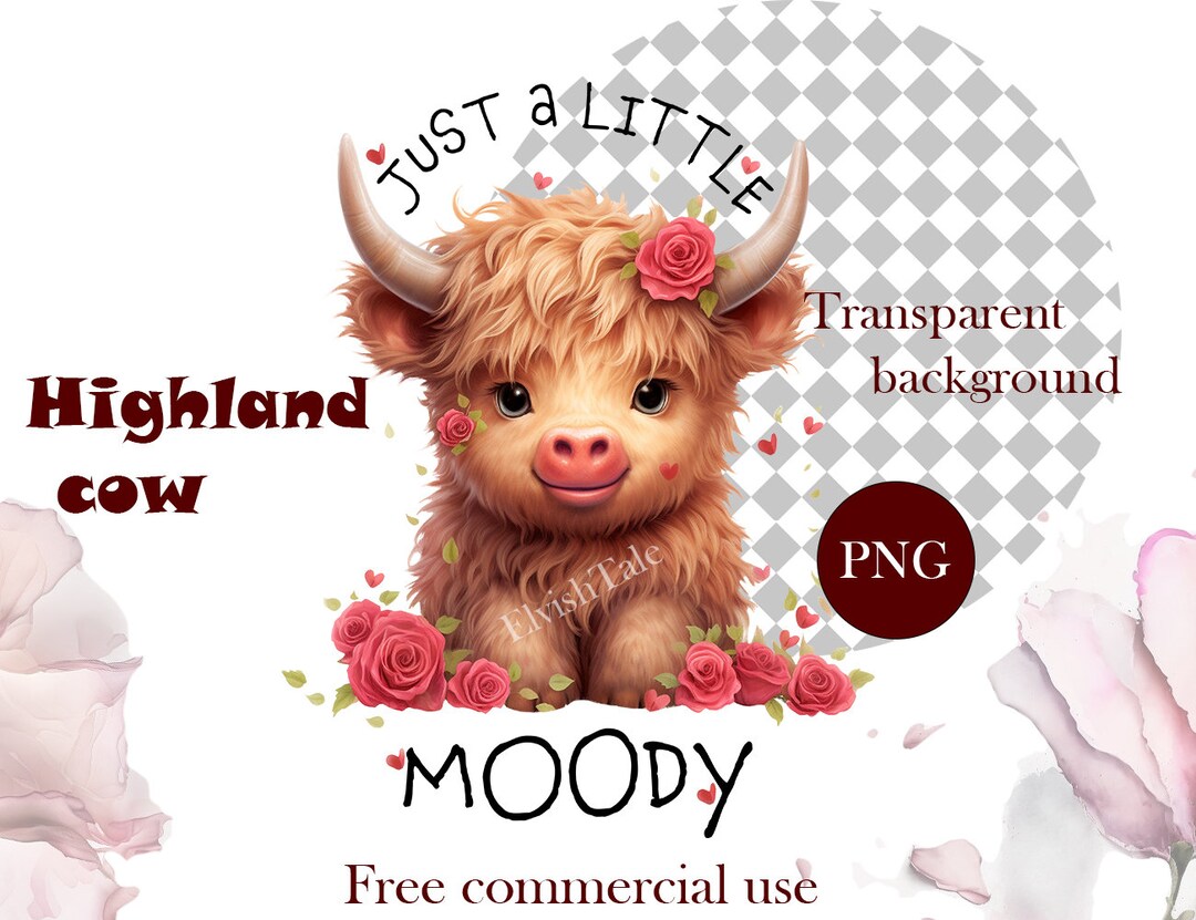 Baby Highland Cow PNG Clipart, Printable Nursery Art (digital Download ...