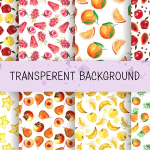 Fruit Digital Paper,seamless Pattern,on Transparent Background,lemon ...