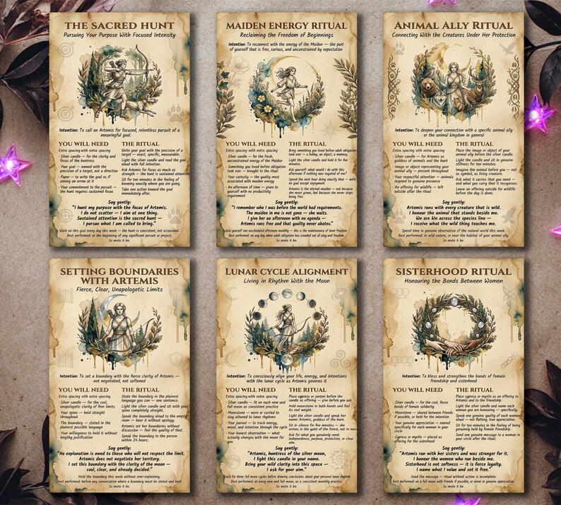 Artemis Spell Cards Printable • Greek Goddess Rituals for Witchcraft ...