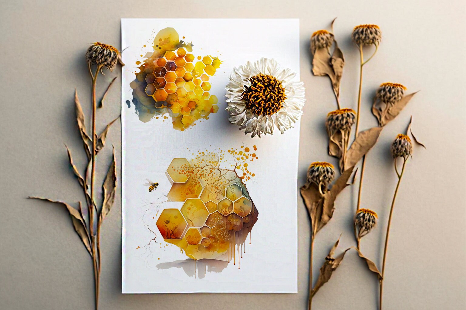 Watercolor Honeycomb Clipart Honey Splashes Bee - Etsy