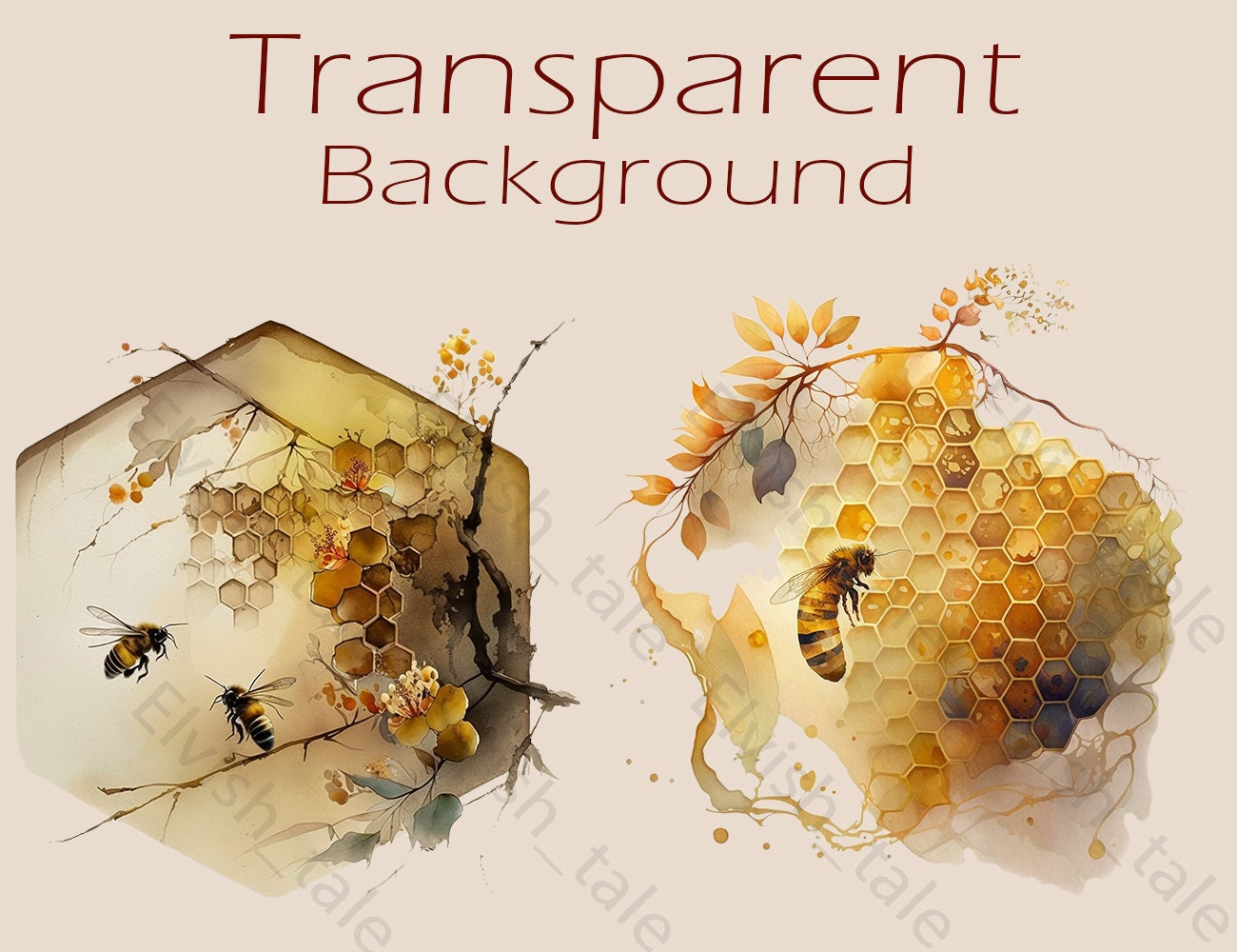 Watercolor Honeycomb Clipart Honey Splashes Bee - Etsy