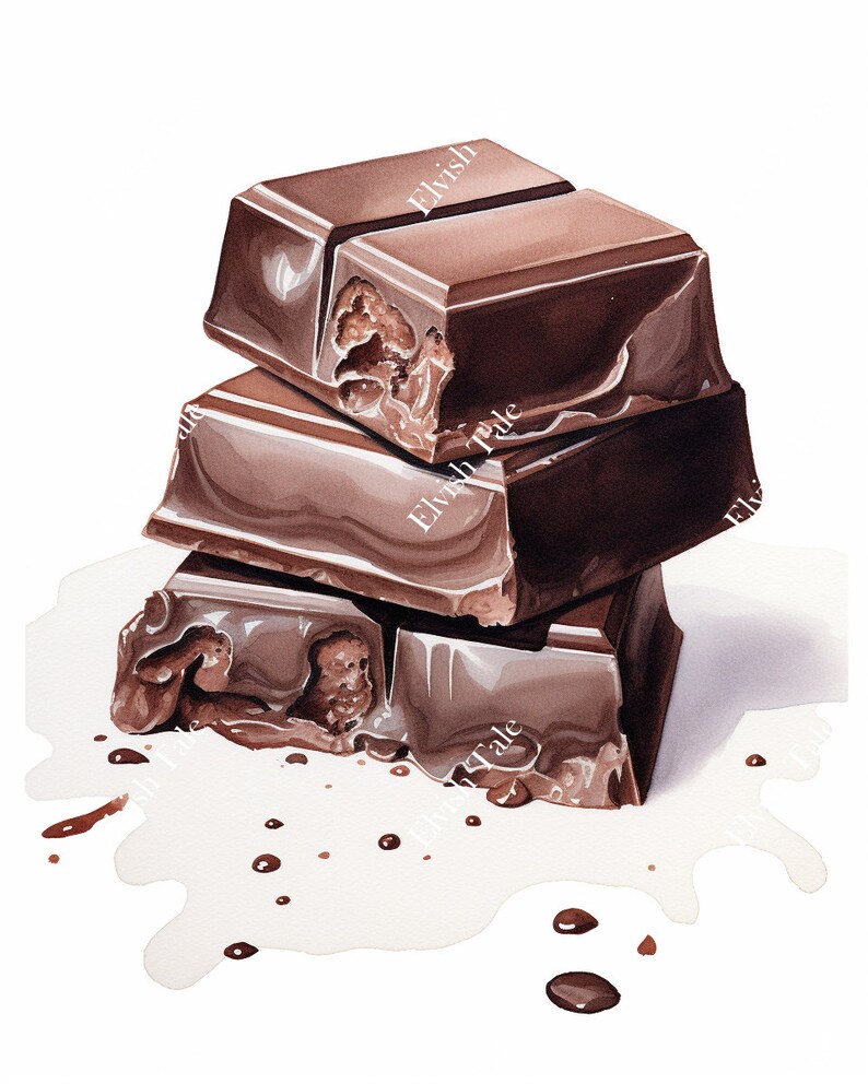 Watercolor Chocolate Clipart on White Background 10 JPEG Wall - Etsy