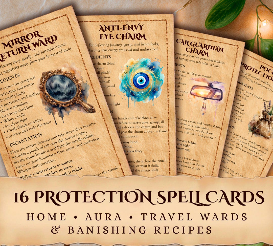 Printable Protection Spell Cards, Home & Travel Wards, Aura Shielding ...