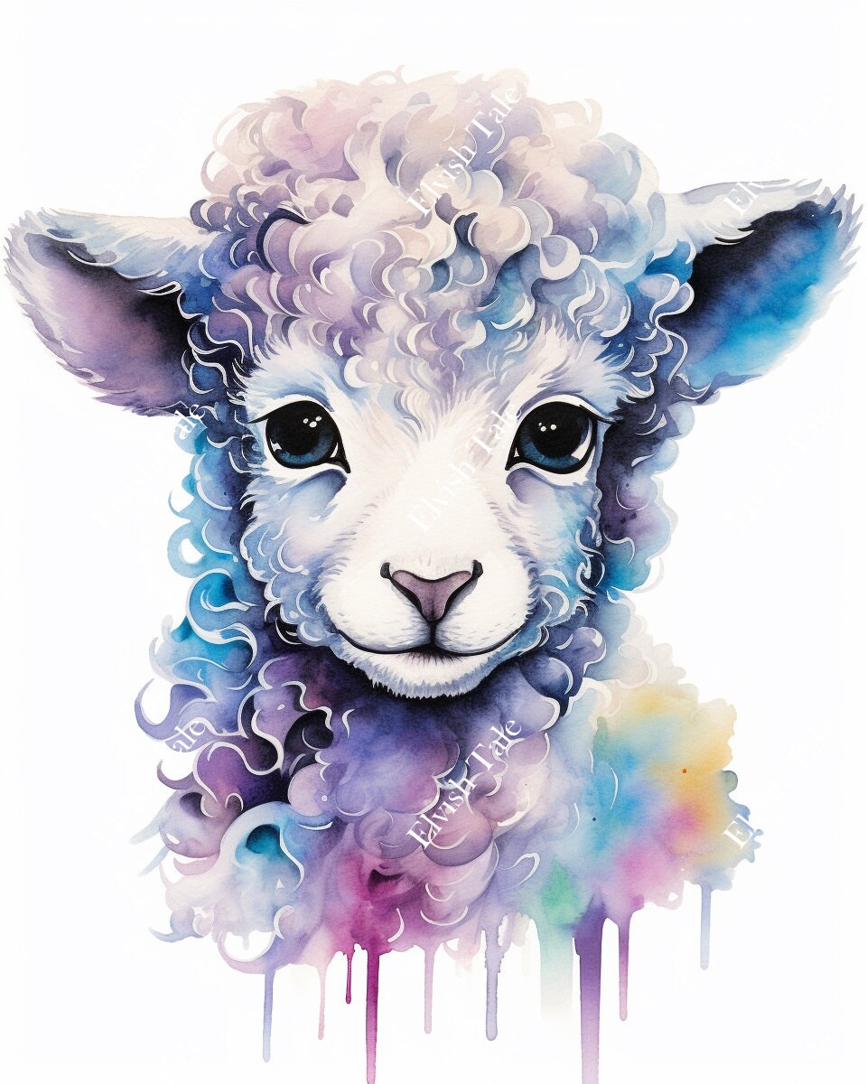 Watercolor Lamb Clipart on White Background 10 JPEG Wall - Etsy