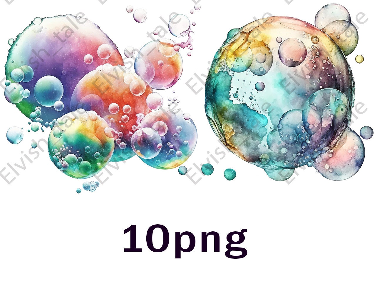 Watercolor Sea Bubbles, 10 Png, on a Transparent Background - Etsy