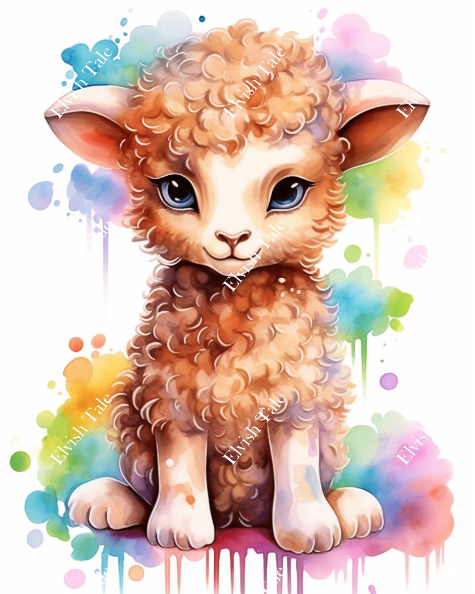 Watercolor Lamb Clipart on White Background 10 JPEG Wall - Etsy