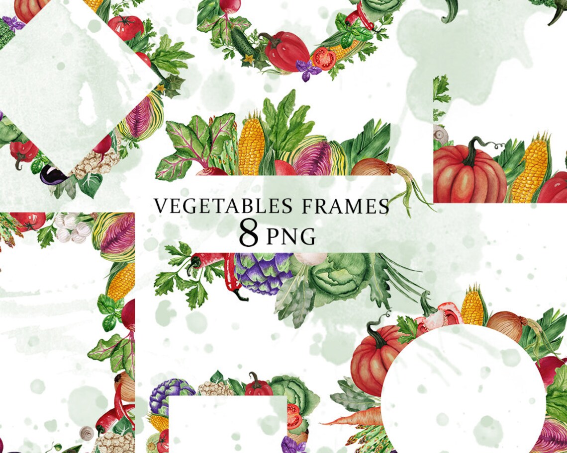 Watercolor Frames Vegetables,transparent Background, Healthy,food,corn ...