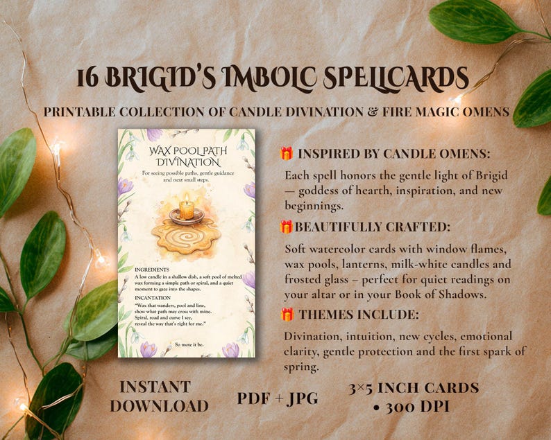 Imbolc Candle Divination Spell Cards – Brigid Fire Magic Printable ...