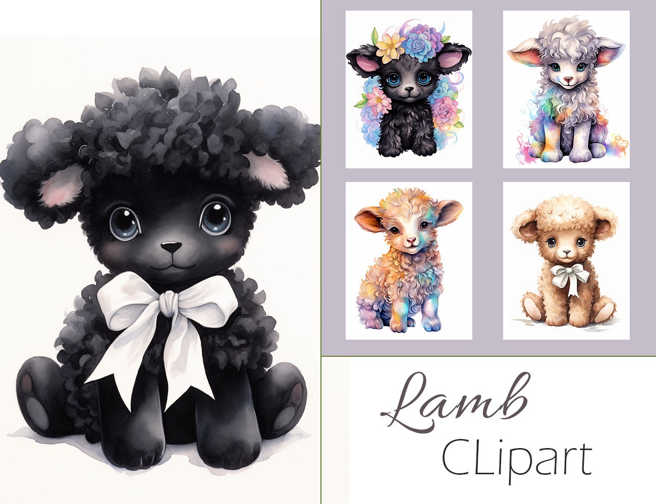 Watercolor Lamb Clipart on White Background 10 JPEG Wall - Etsy