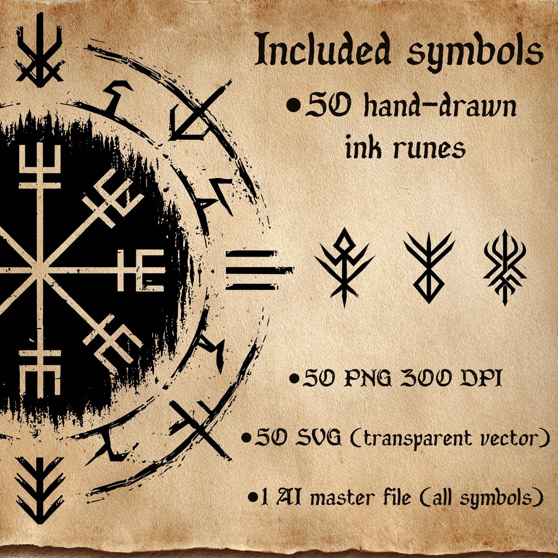 Yule Ink Rune Symbols – 50 Hand-drawn Witch Sigils PNG SVG AI - Etsy