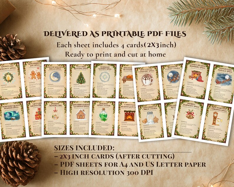 Yule Spell Cards Printable • Winter Magic Grimoire (PDF) - Etsy