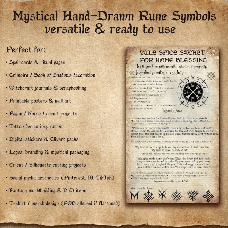 Yule Ink Rune Symbols – 50 Hand-drawn Witch Sigils PNG SVG AI - Etsy