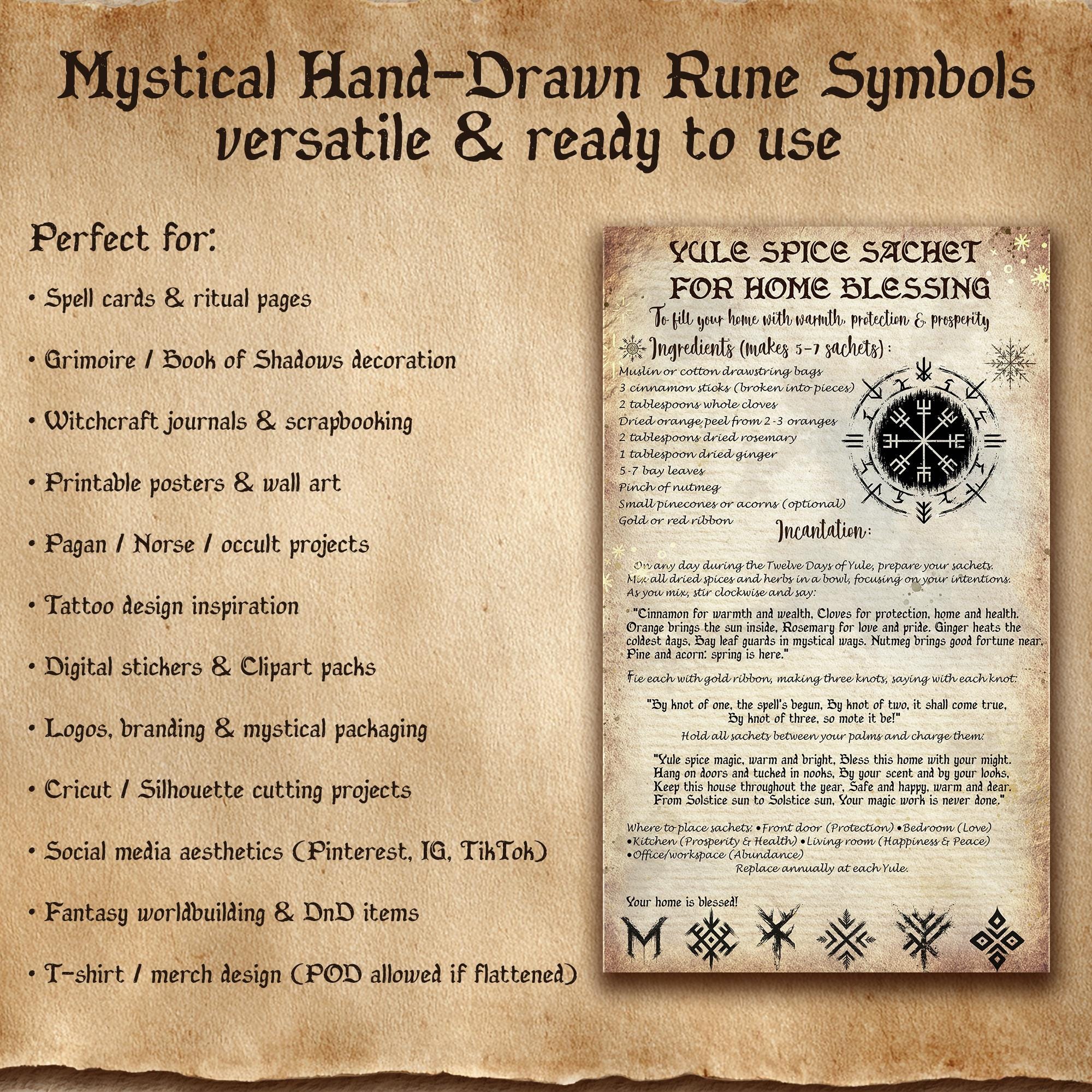 Yule Ink Rune Symbols – 50 Hand-drawn Witch Sigils PNG SVG AI - Etsy