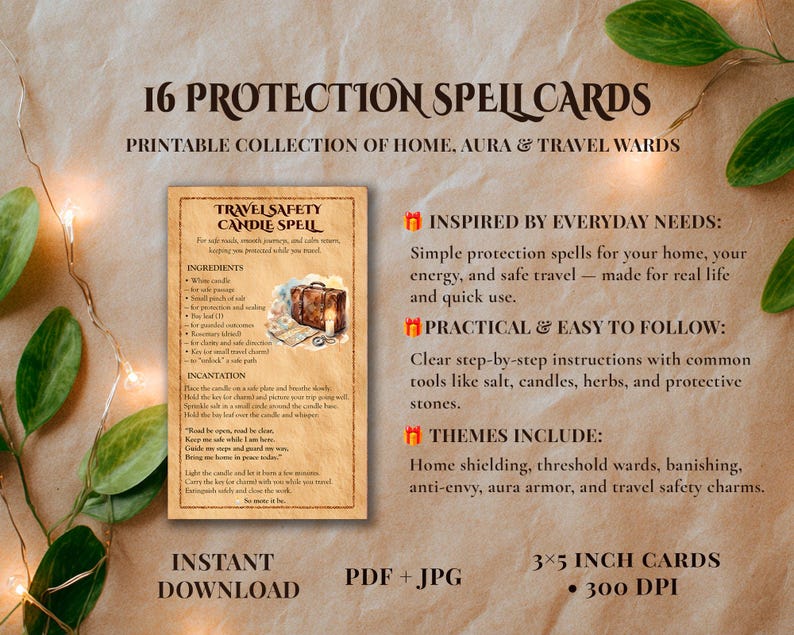 Printable Protection Spell Cards, Witchcraft Rituals (digital Download ...