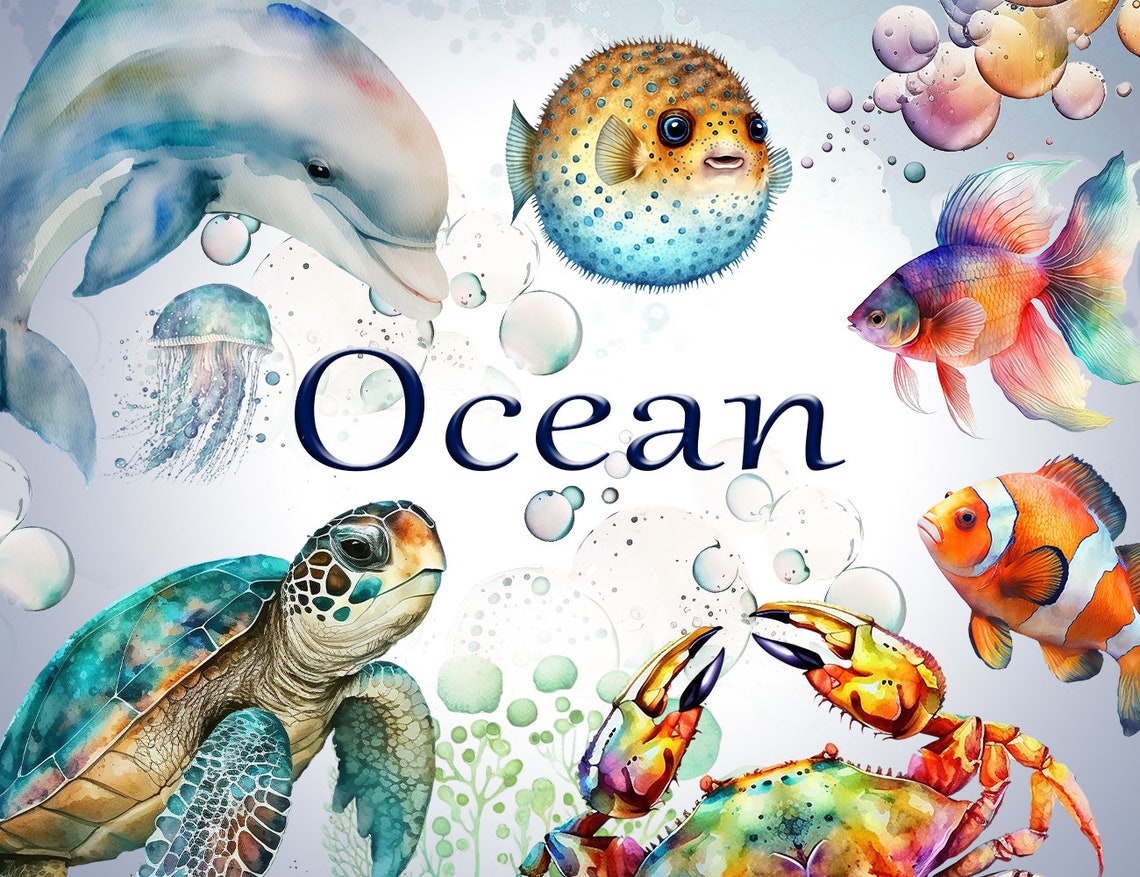 Watercolor Clipart Ocean, 22 Png, Underwater World Clipart Fish Png ...