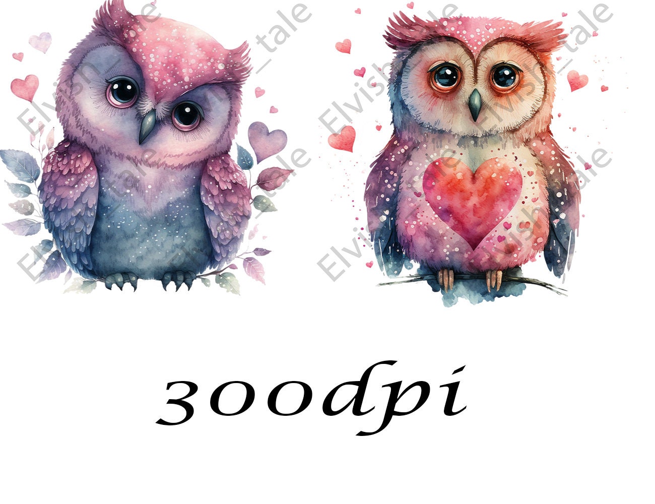 Watercolor Clipart Cute Owls, 10 Png, Transparent Background - Etsy