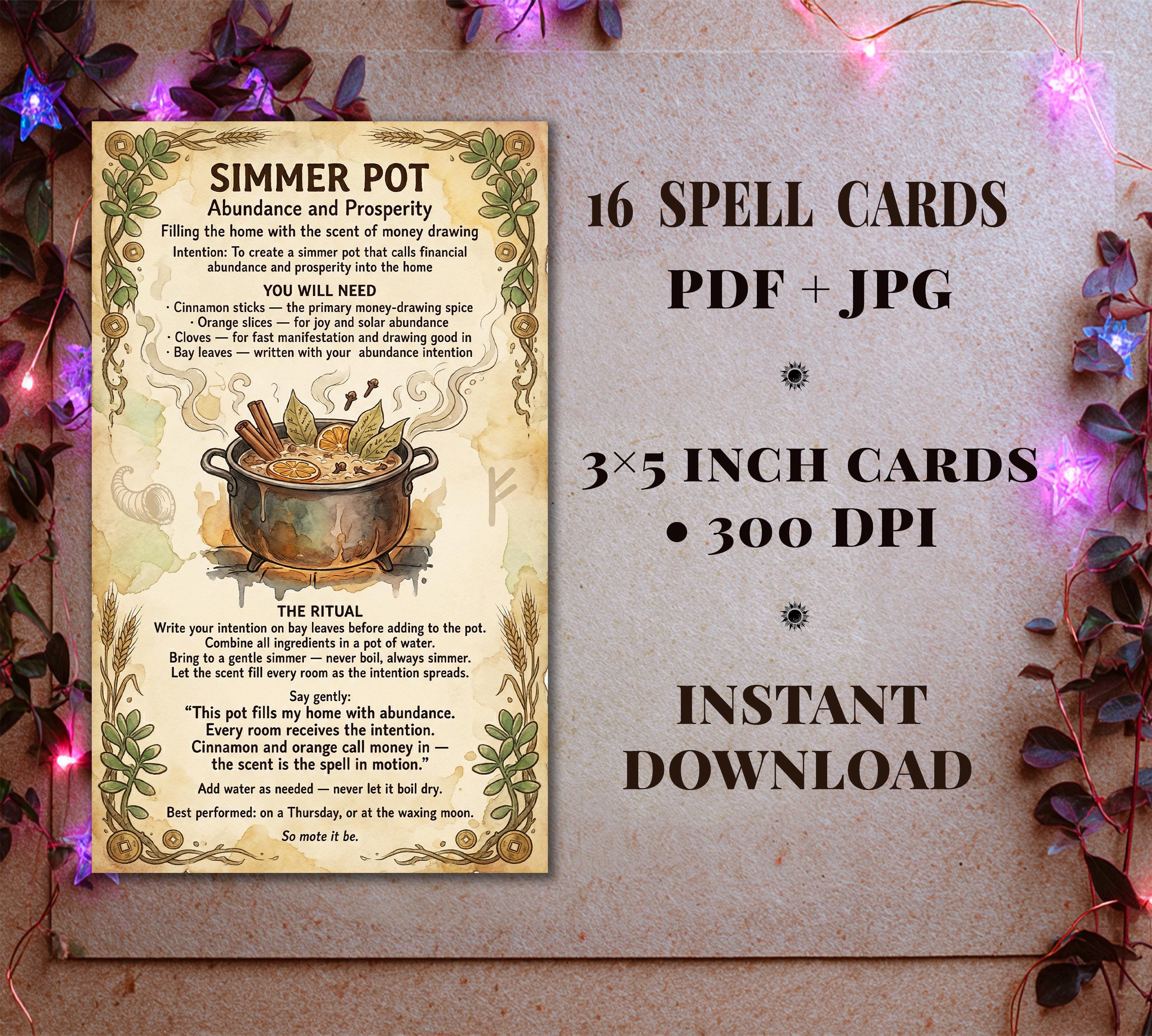 Simmer Pot Recipe Cards - 16 Printable Kitchen Witch Seasonal Recipes ...
