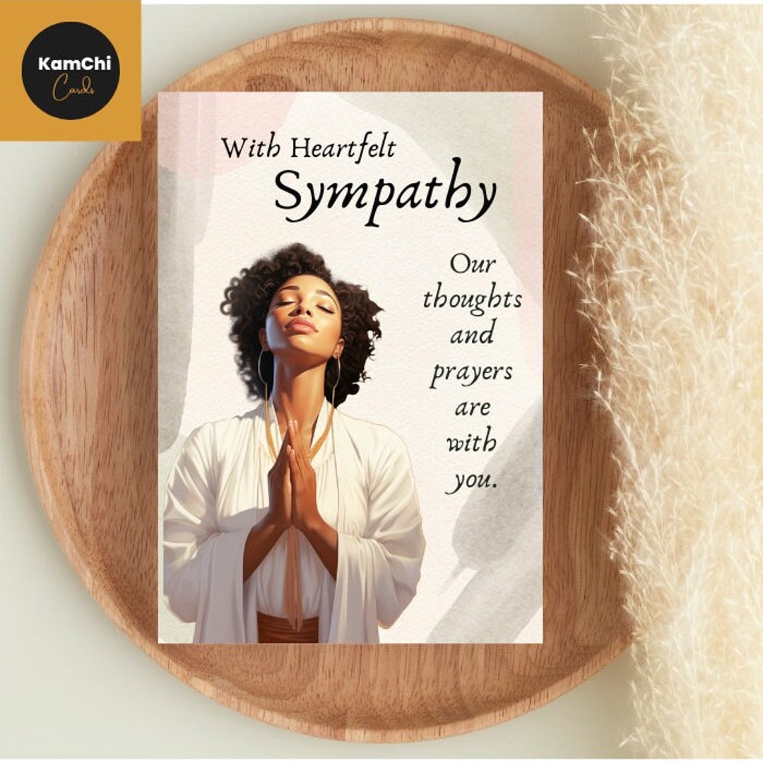 Sympathy Card, Black Woman Praying, With Heartfelt Sympathy, Sorry for ...