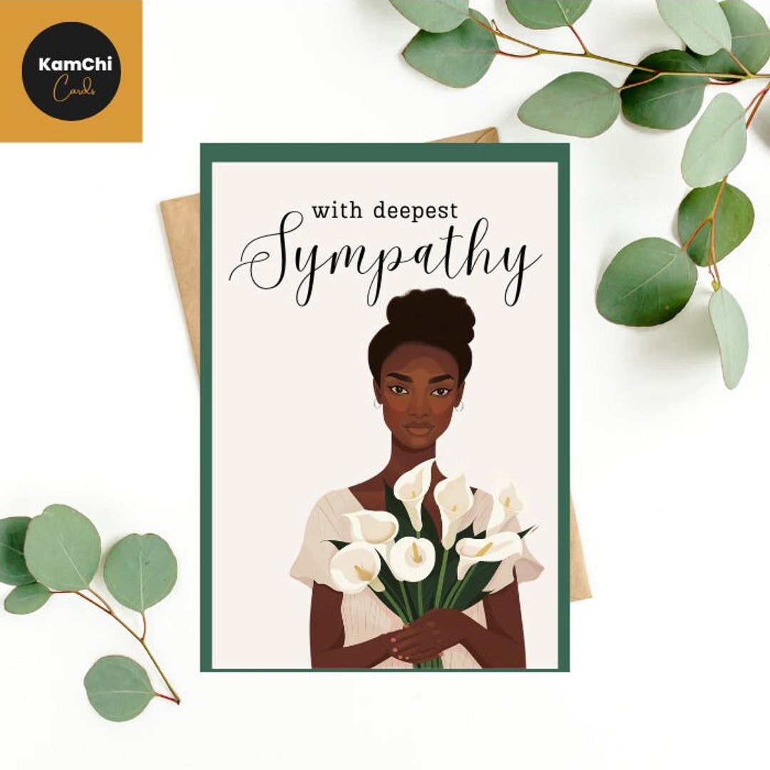 Black Woman Sympathy Card, With Deepest Sympathy, Floral Lilly Card ...