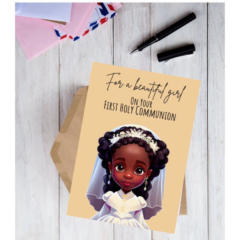 Black Girl First Holy Communion Card Ethnic Catholic - Etsy