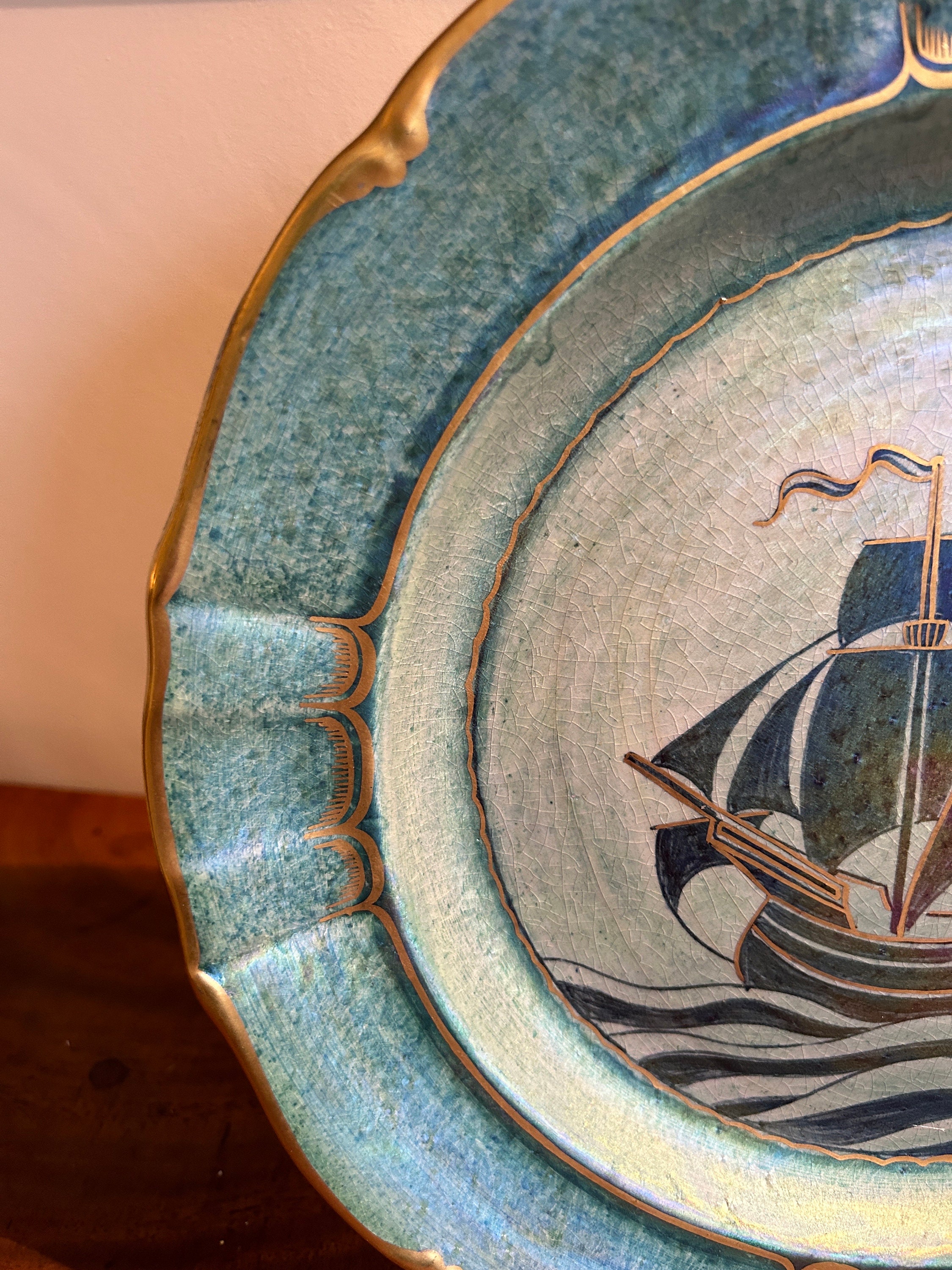 Gustavsberg Display Platter - Swedish Ceramics Mid 1900’s. Green and ...