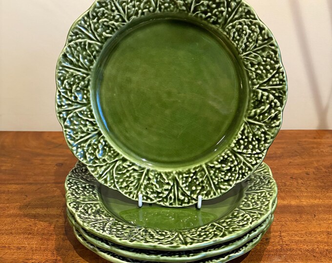Vintage Olfaire Cabbage Leaf Border Plates Made in Portugal. 4 ...