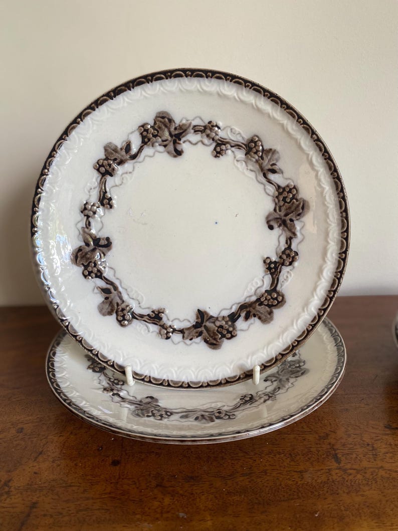 Uppsala Ekeby Swedish Antique White and Brown Mulberry Pattern Majolica ...