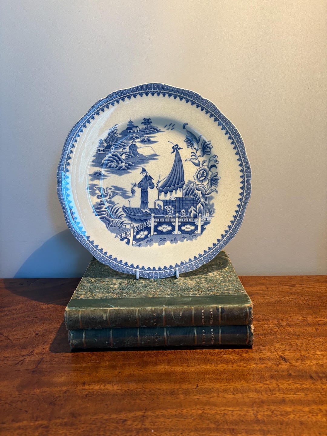 Antique Copeland Blue and White Plate Pattern Fisherman. Very Engaging ...