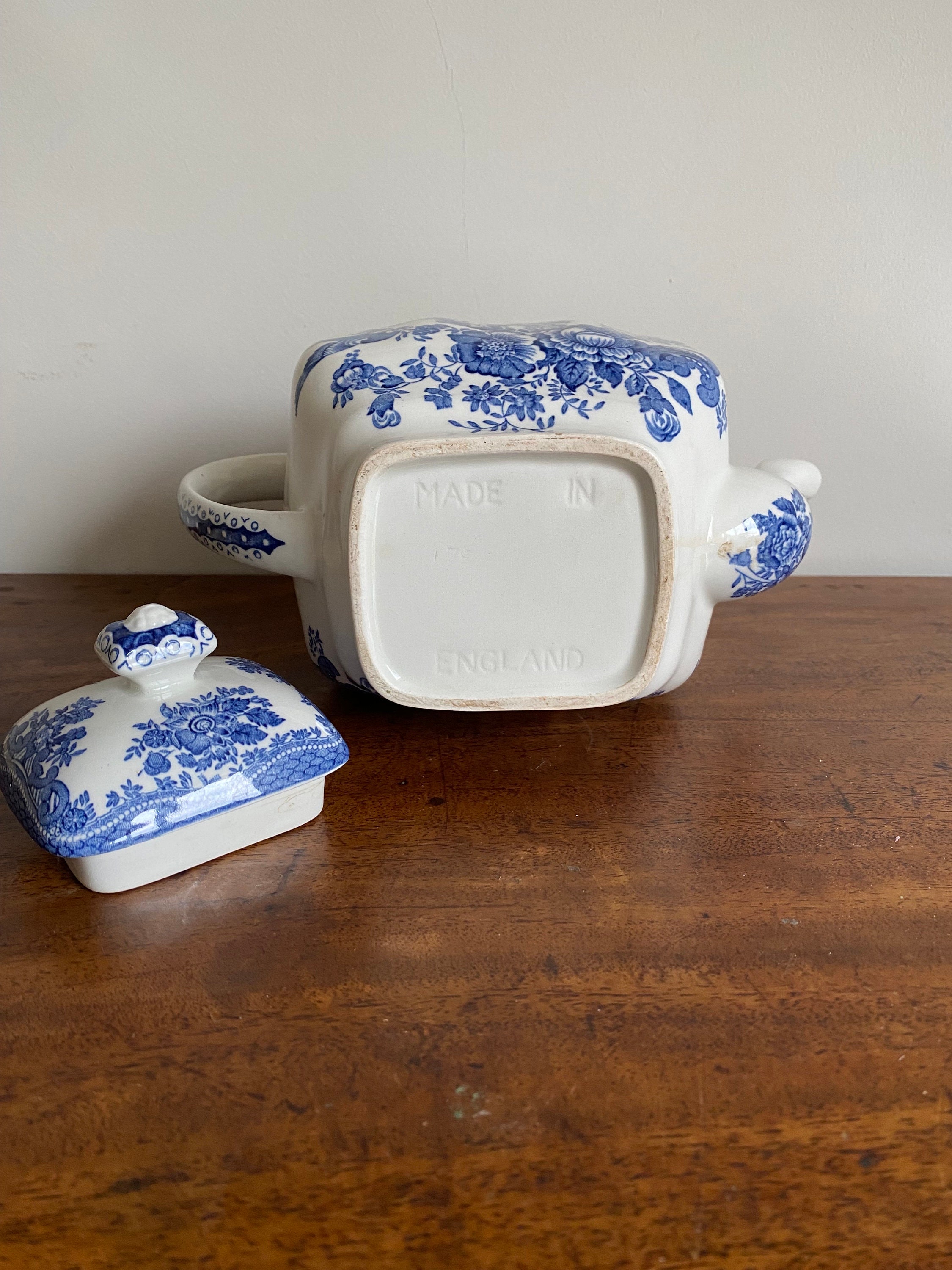 Antique Blue Asiatic Pheasant Vintage Teapot, Blue English Transferware ...