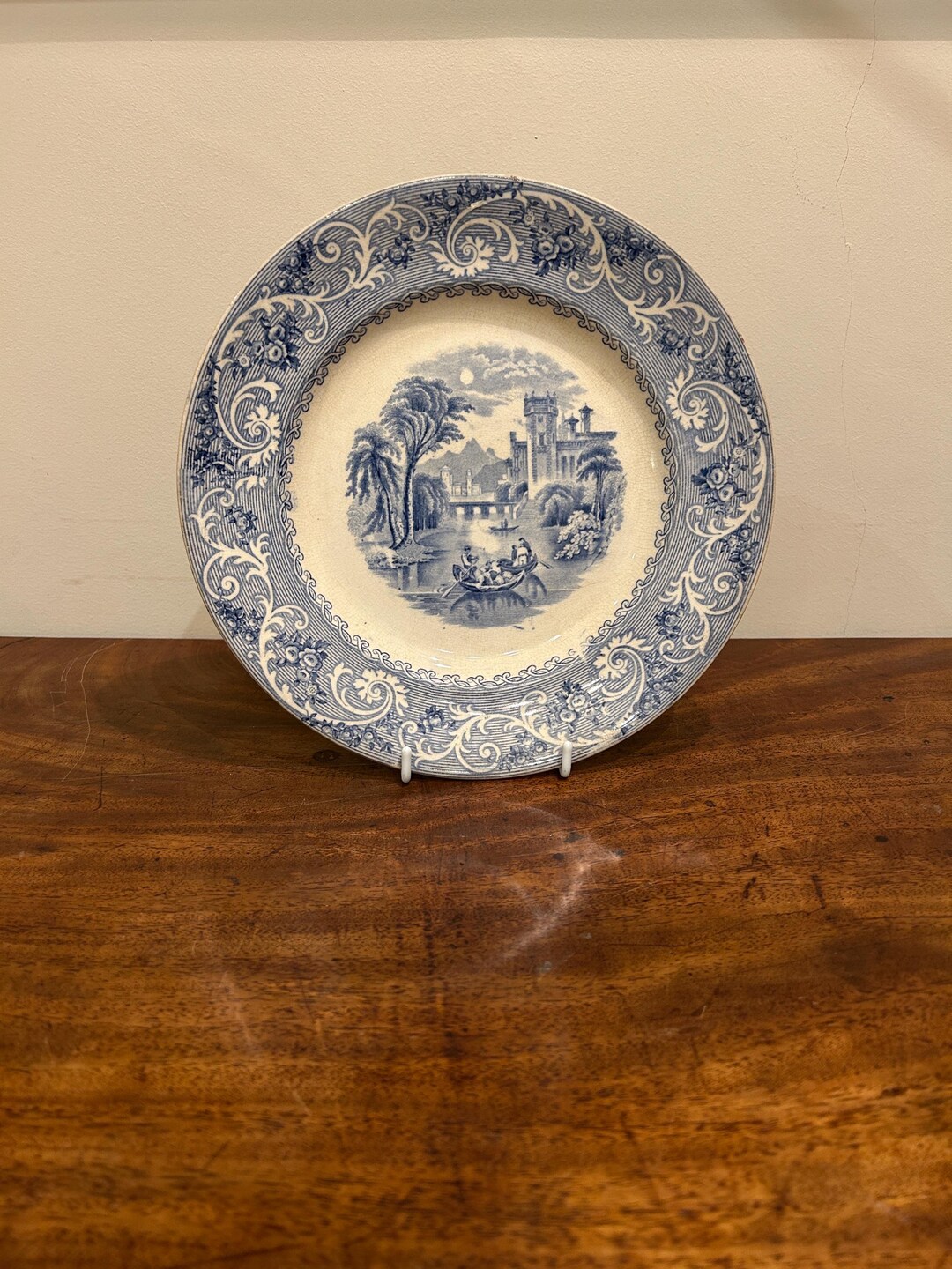 Rare 1860s Henry Alcock Plate: Rhine River Scene, Pale Blue & White - Etsy