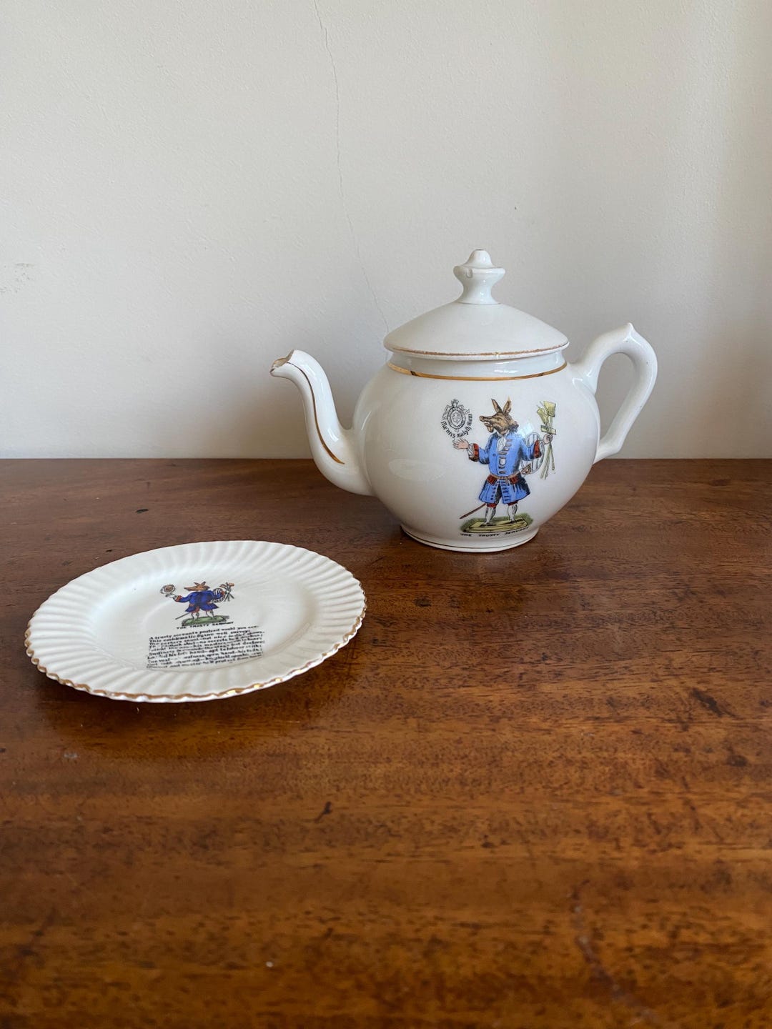 Miniature "trusty Servant" Teapot & Plate: Collectible Doll Tea Set - Etsy