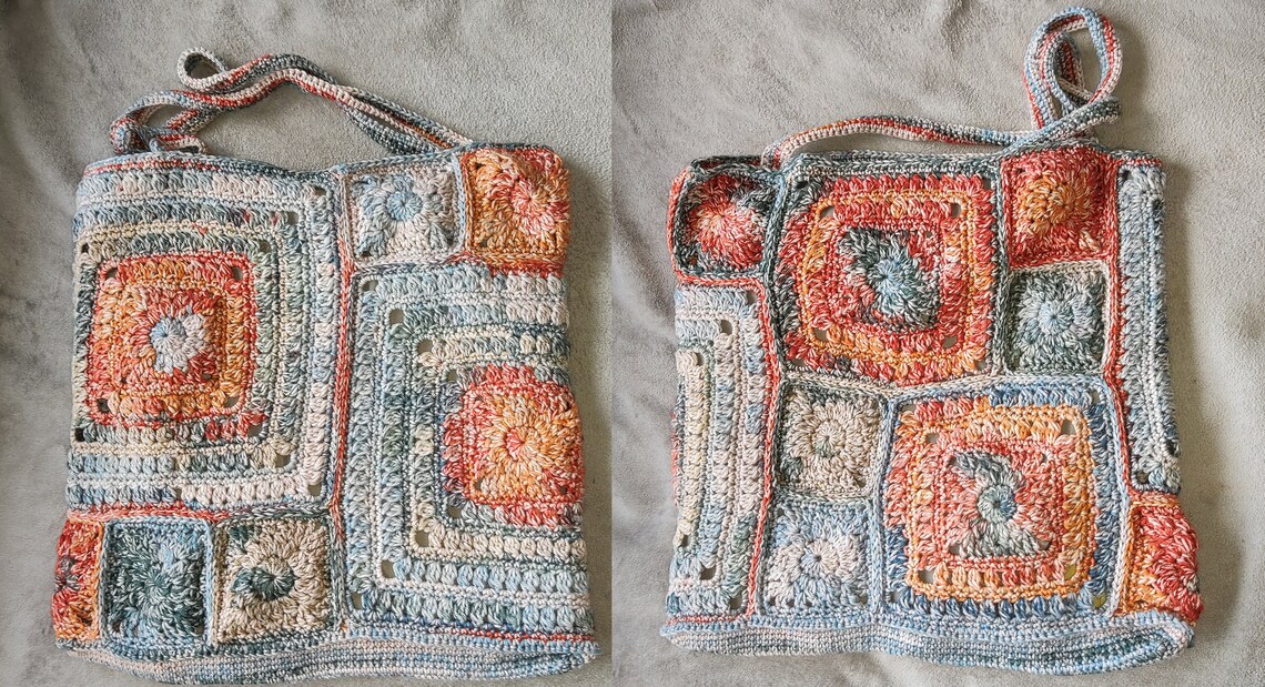 Crochet Shoulder Bag, Granny Square Scramble Sack, Bohemian Purse ...