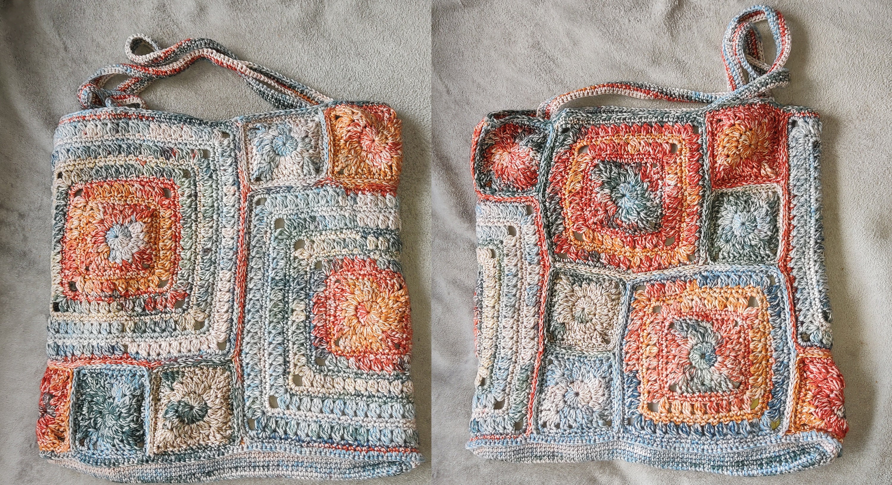 Crochet Shoulder Bag, Granny Square Scramble Sack, Bohemian Purse ...