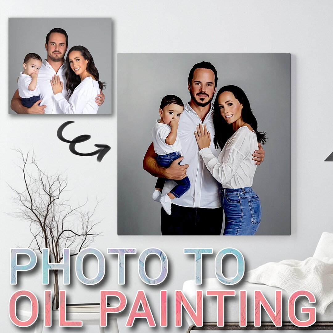 Custom Oil Painting Family Drawing From Photo, Personalized Memorial ...