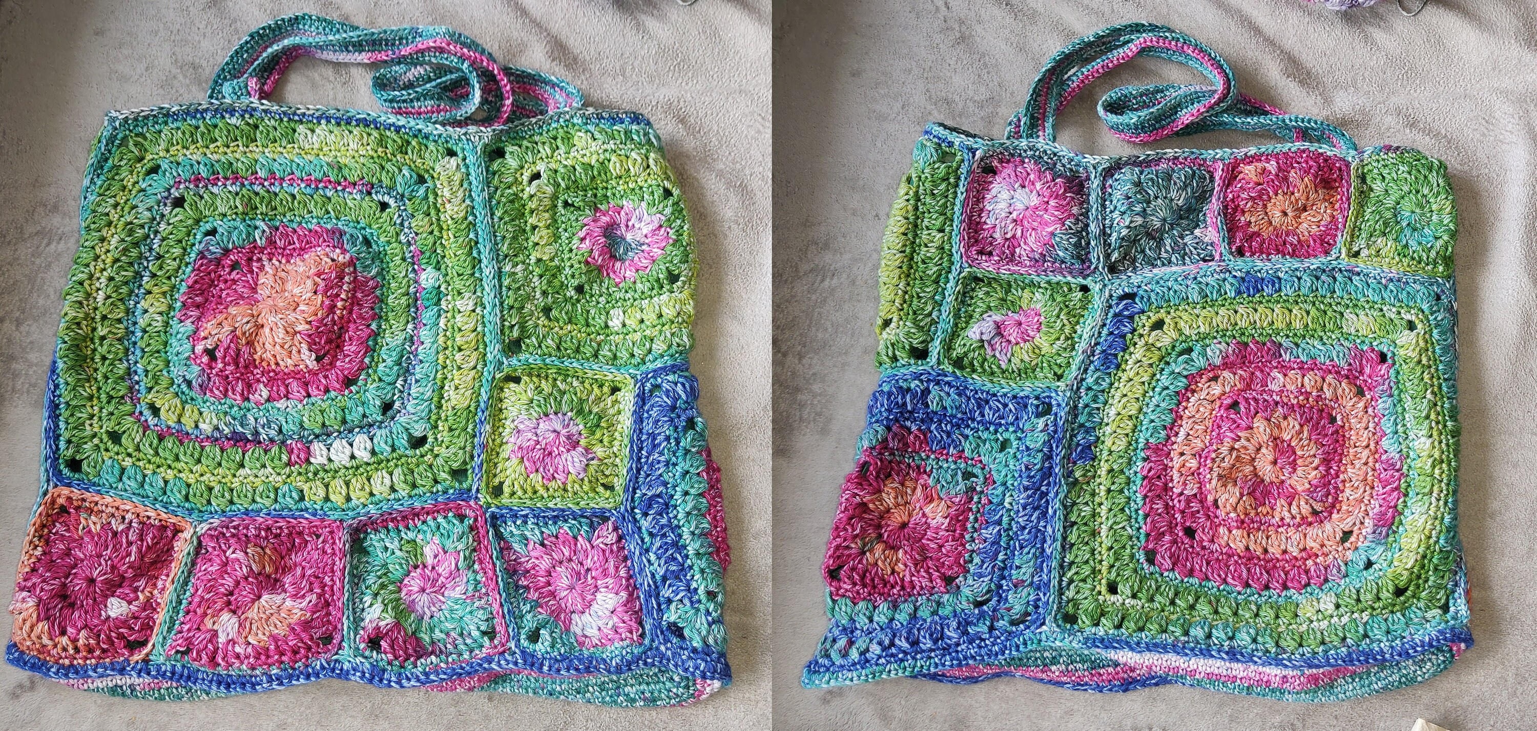 Crochet Shoulder Bag, Granny Square Scramble Sack, Bohemian Purse ...