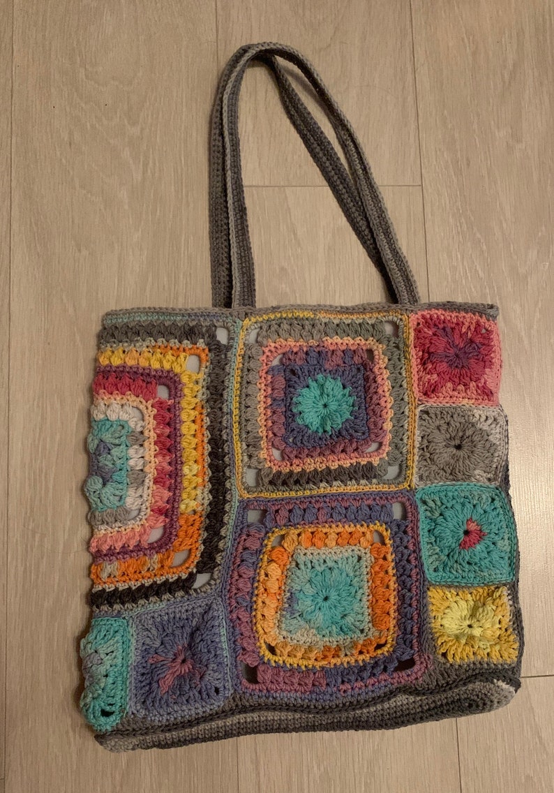 Crochet Shoulder Bag Granny Square Scramble Sack Bohemian - Etsy