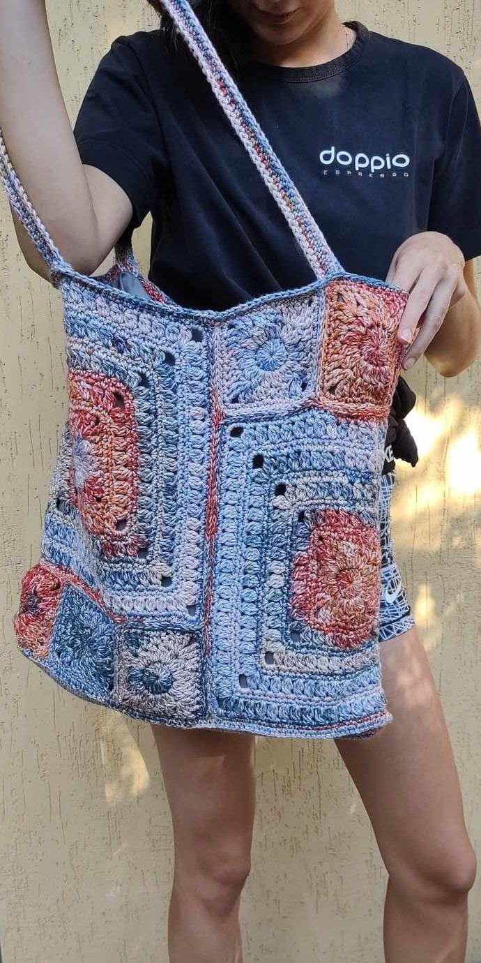 Crochet Shoulder Bag, Granny Square Scramble Sack, Bohemian Purse ...