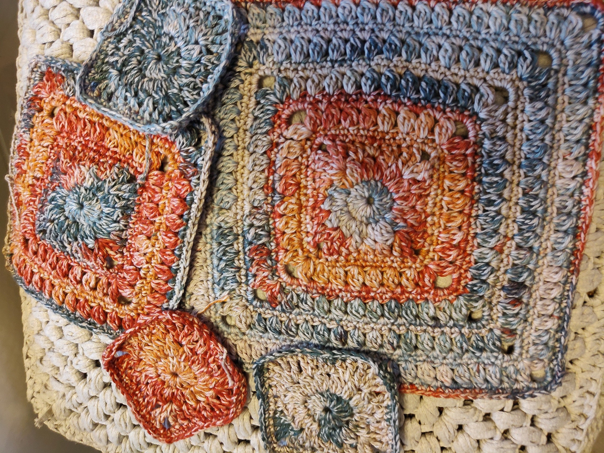 Crochet Shoulder Bag, Granny Square Scramble Sack, Bohemian Purse ...