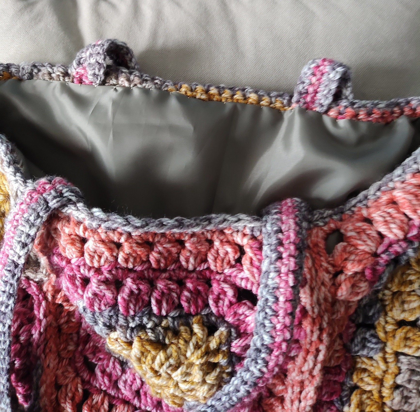 Crochet Shoulder Bag, Granny Square Scramble Sack, Bohemian Purse ...