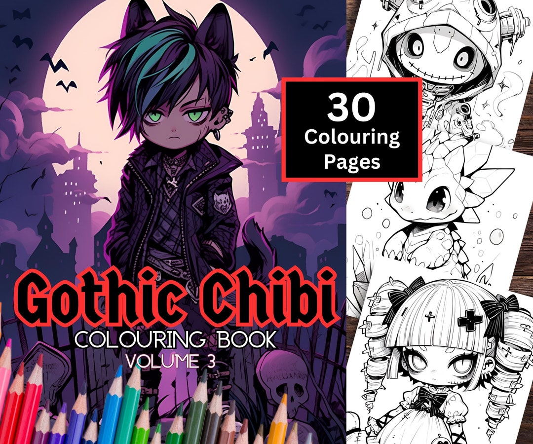 Gothic Chibi Colouring Book, 30 Creepy Chibi & Kawaii Colouring Pages ...