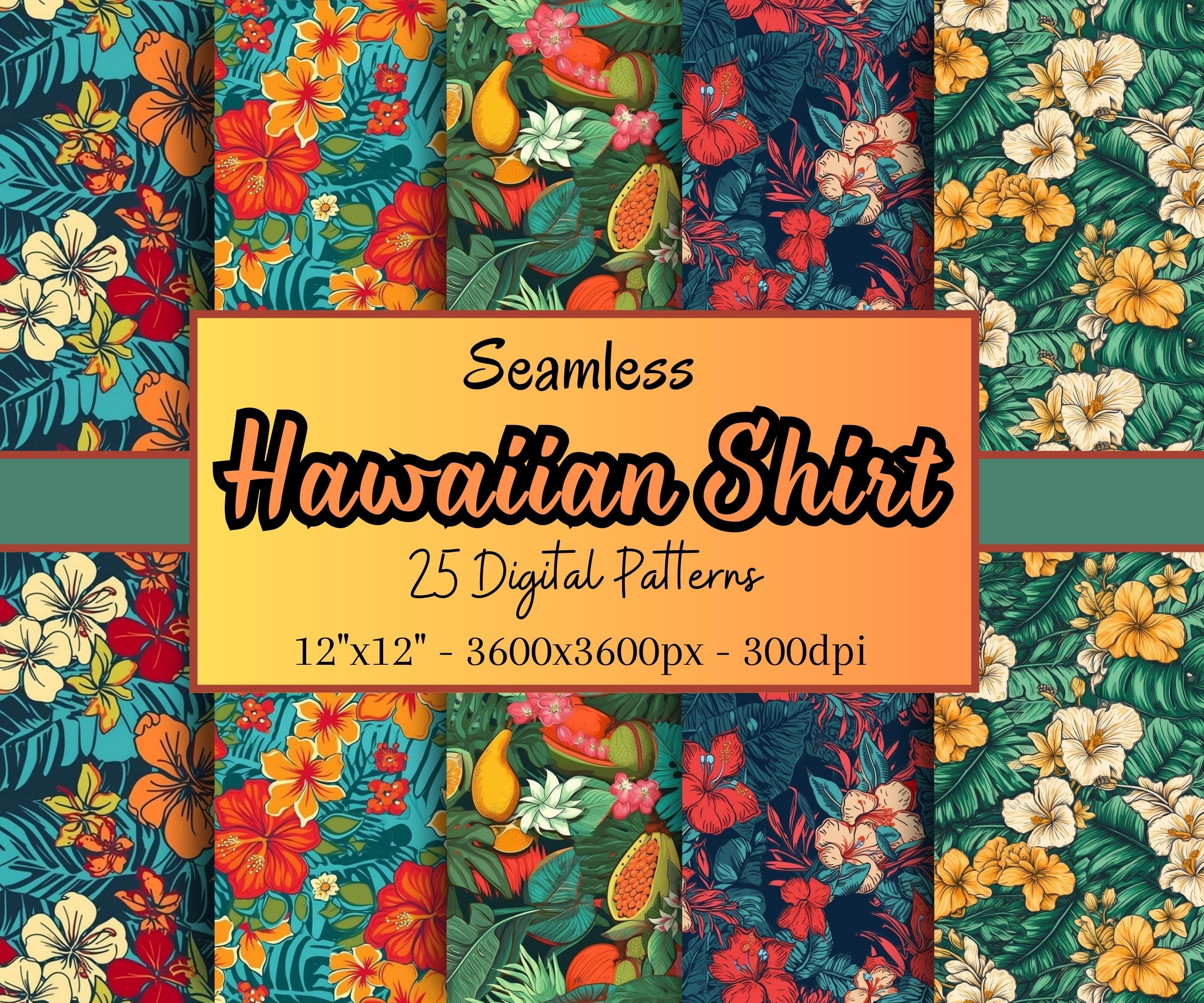 Hawaiian Shirt Seamless Patterns 25 Digital Papers Of Hawaiian Shirt