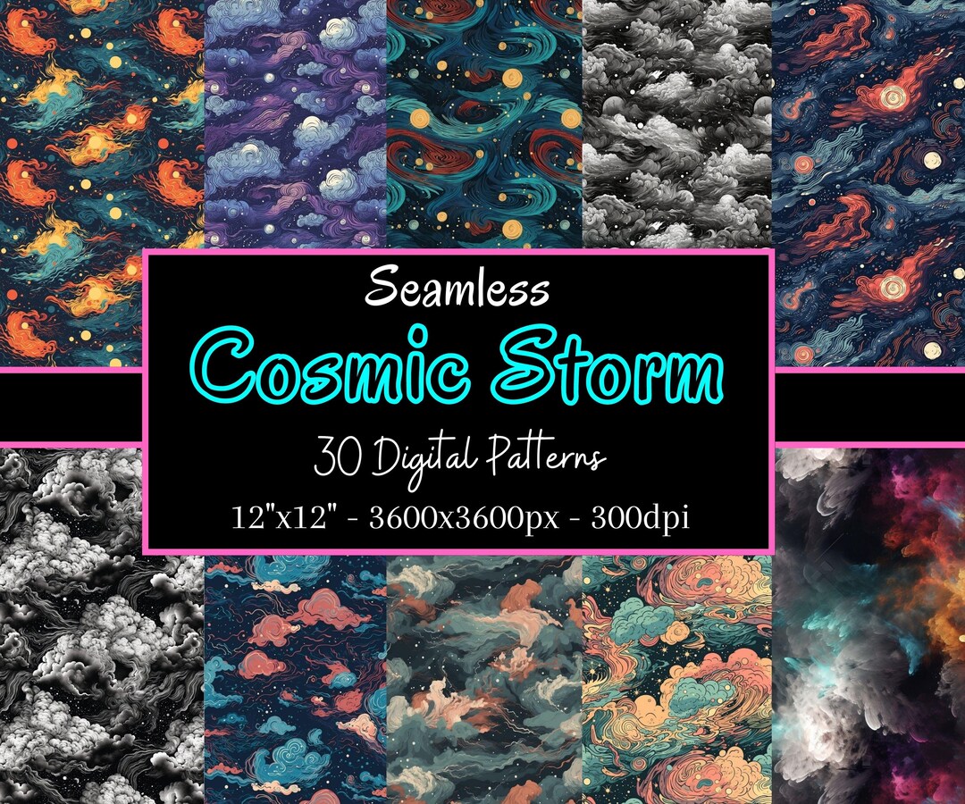 Cosmic Seamless Patterns, 30 Digital Papers of Cosmic Storm Digital ...