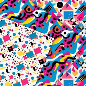 Retro 80's Patterns, 15 Seamless Digital Papers of Colourful 80's ...
