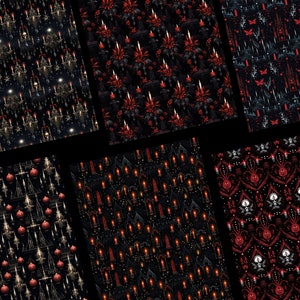 Gothic Christmas Patterns, 20 Festive Gothic Seamless Digital Papers ...