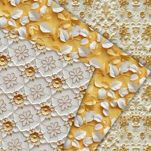 White and Gold Seamless Patterns, 30 Digital Papers, White and Gold ...