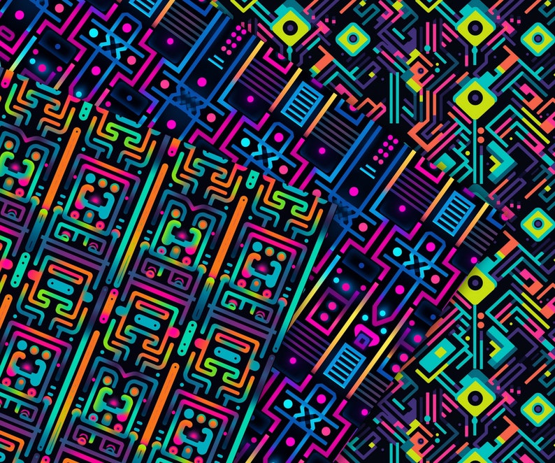 Neon Arcade Seamless Patterns, 20 Retro Arcade Digital Papers, Instant ...