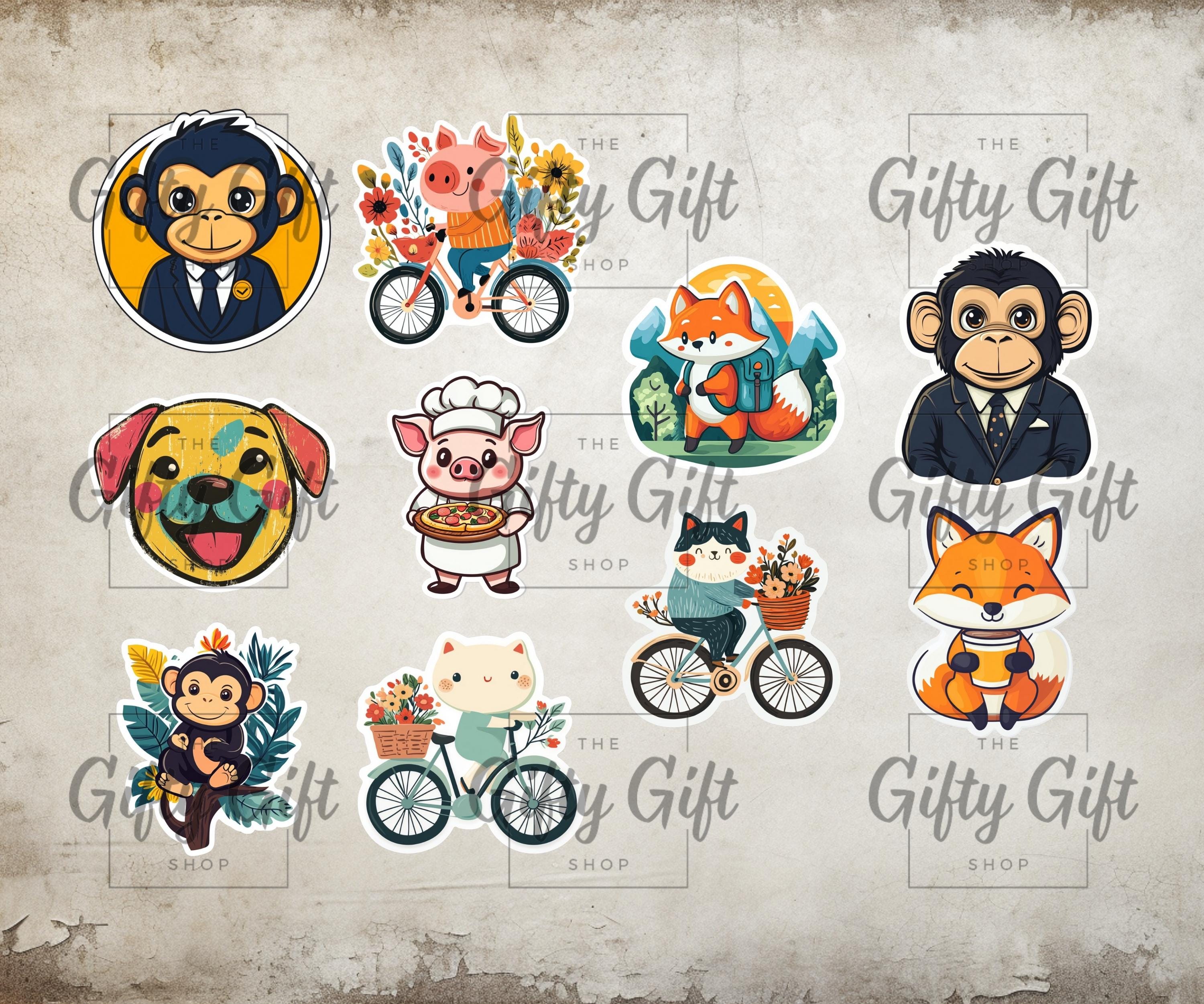 Cute Critters Sticker Pack, 65 Cartoon Animals Digital Stickers, PNG ...