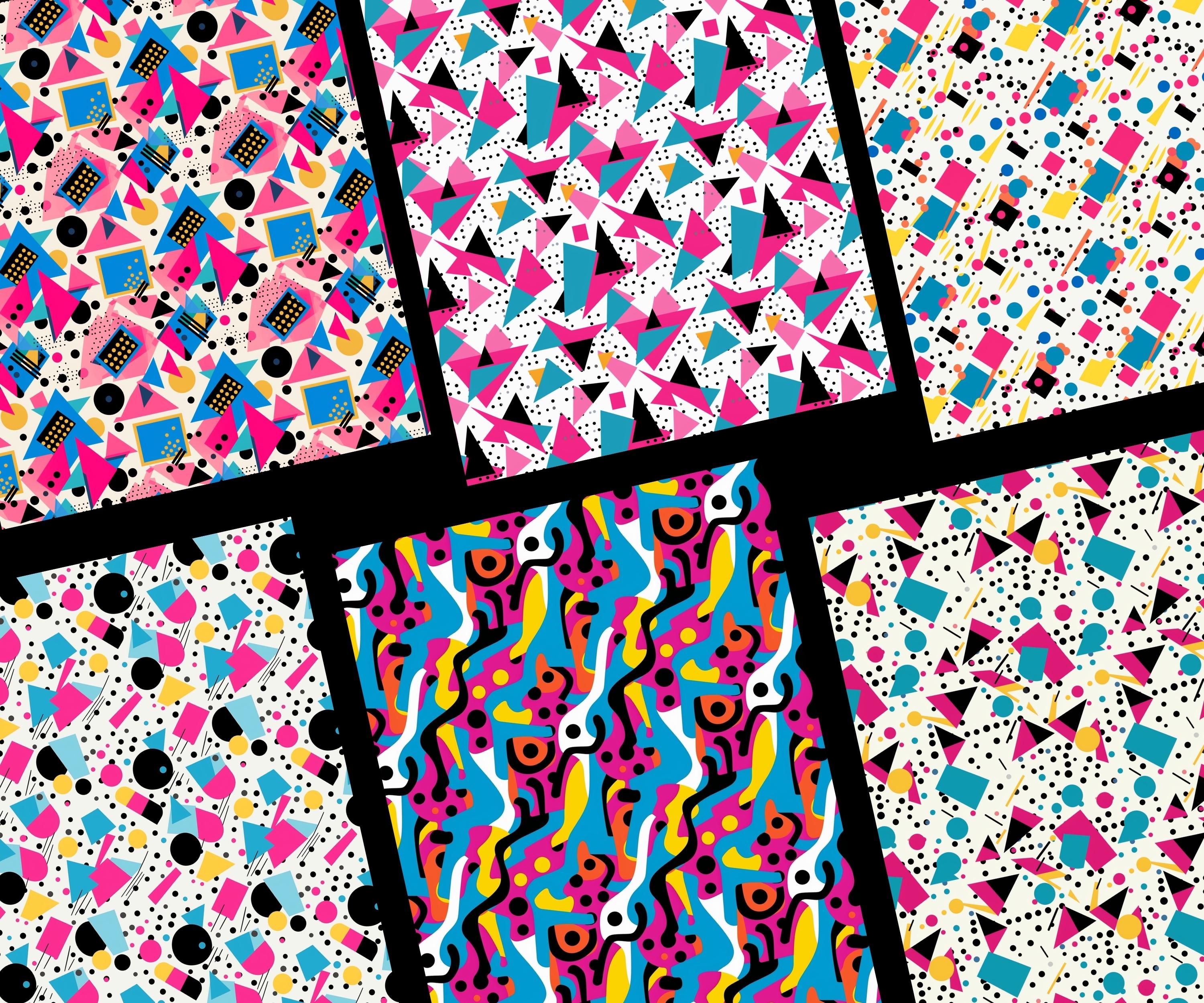 Retro 80's Patterns, 15 Seamless Digital Papers of Colourful 80's ...